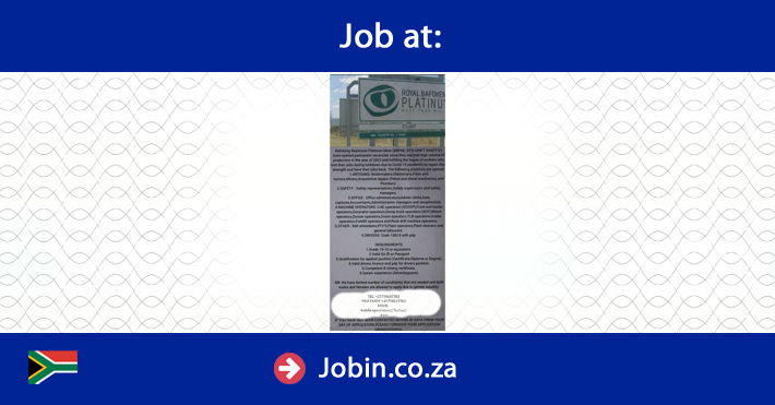 BAFOKENG RASIMONE VACANCIES